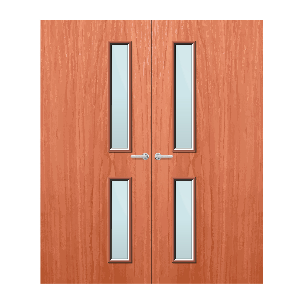 Cherry Veneer 16G Glazed Pair FD60 Internal Fire Door – Vizat Doors