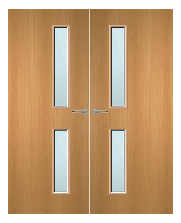 Beech Veneer 16G Glazed Pair FD60 Internal Fire Door – Vizat Doors