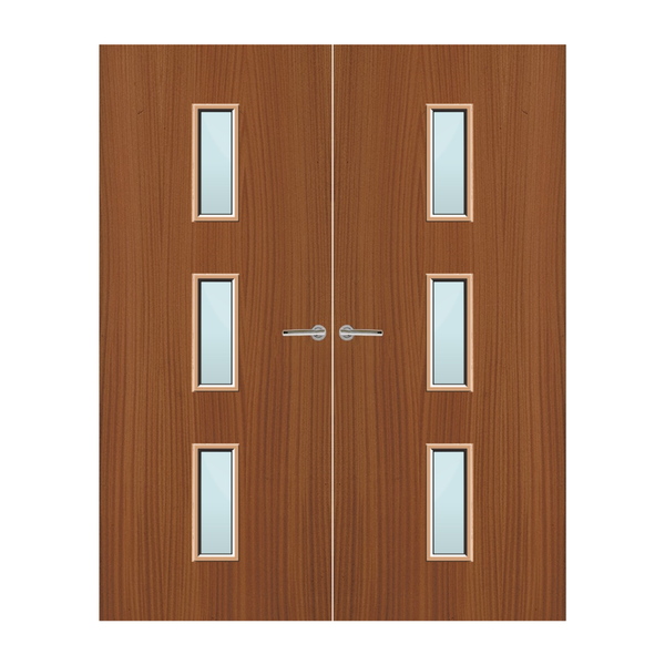 Sapele Veneer 23G Glazed Pair FD60 Internal Fire Door – Vizat Doors