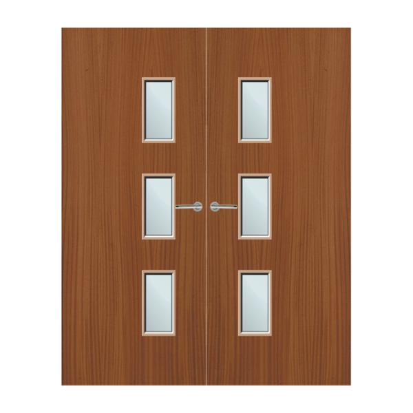Sapele Veneer 28G Glazed Pair FD30 Internal Fire Door – Vizat Doors