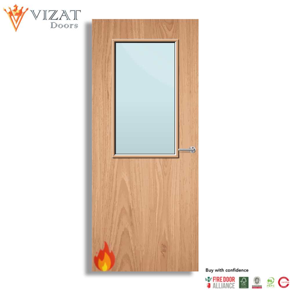 Plywood Paint Grade 8G Glazed FD60 Internal Fire Door – Vizat Doors