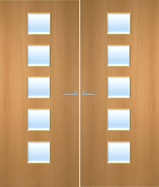 Beech Veneer 10G Glazed Pair FD30 Internal Fire Door – Vizat Doors
