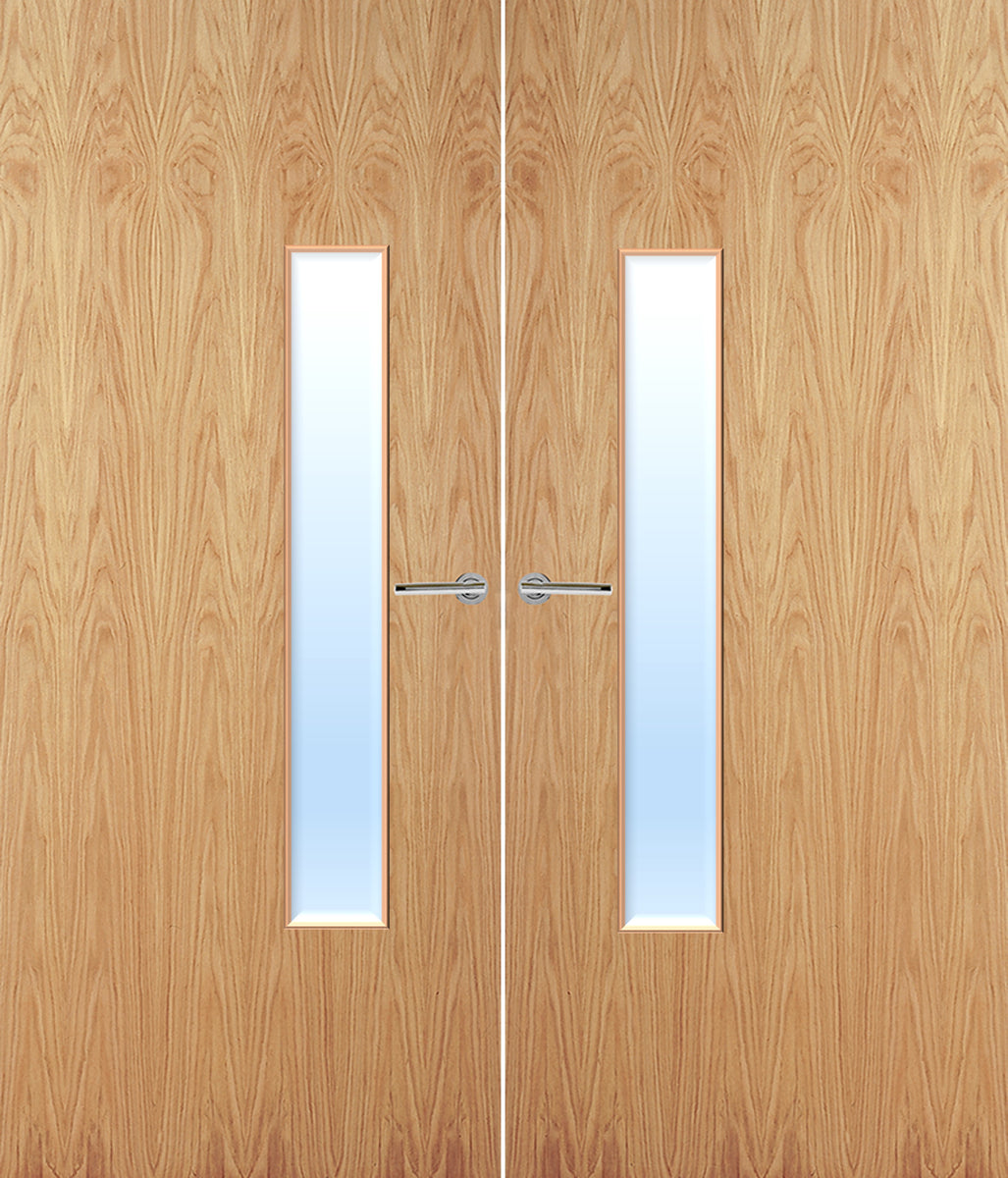Oak Veneer 18G Glazed Pair FD30 Internal Fire Door – Vizat Doors