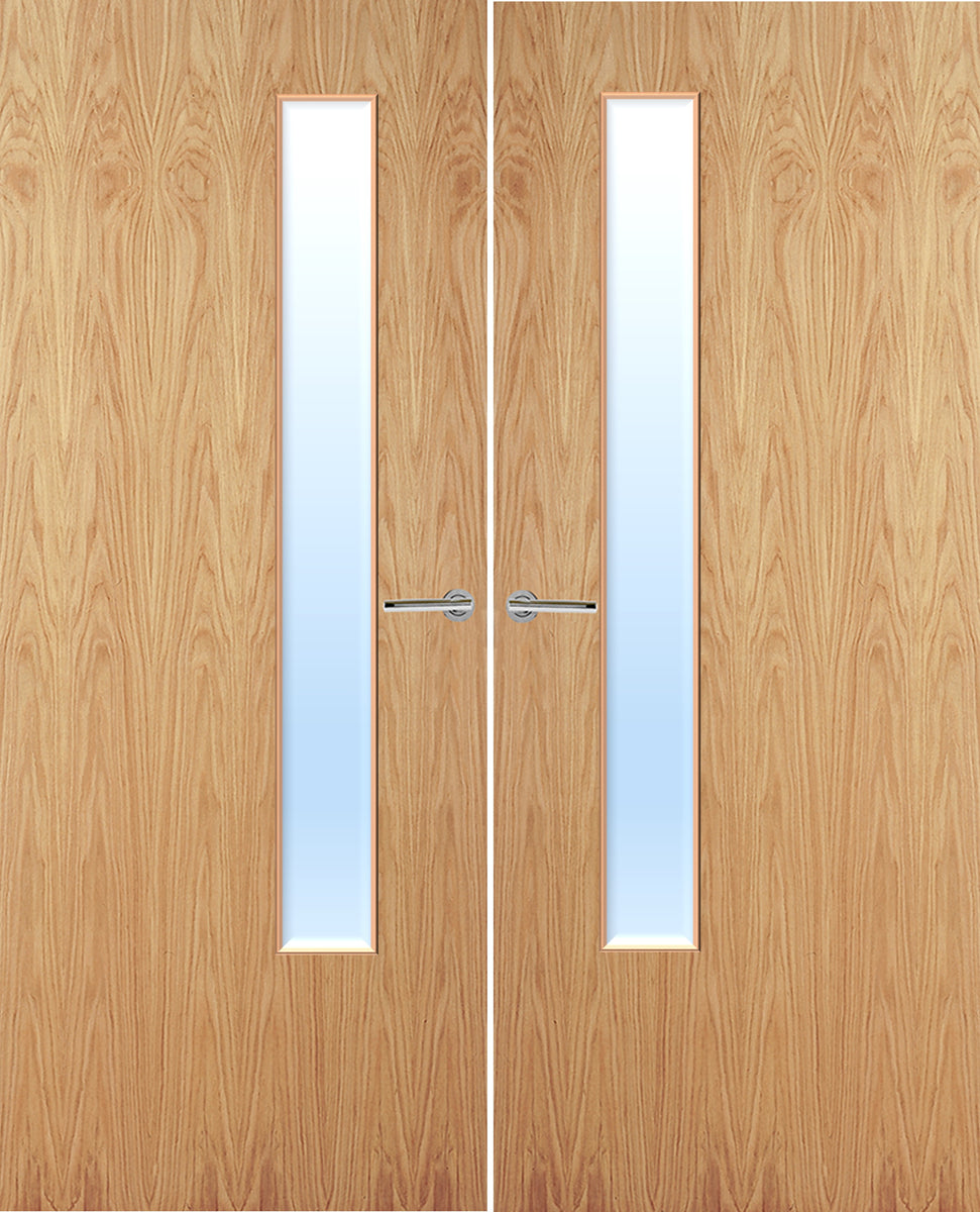 Oak Veneer 20G Glazed Pair FD30 Internal Fire Door – Vizat Doors